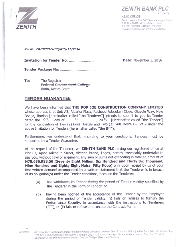 Official Documents – The Pop Joe Construction Company Ltd